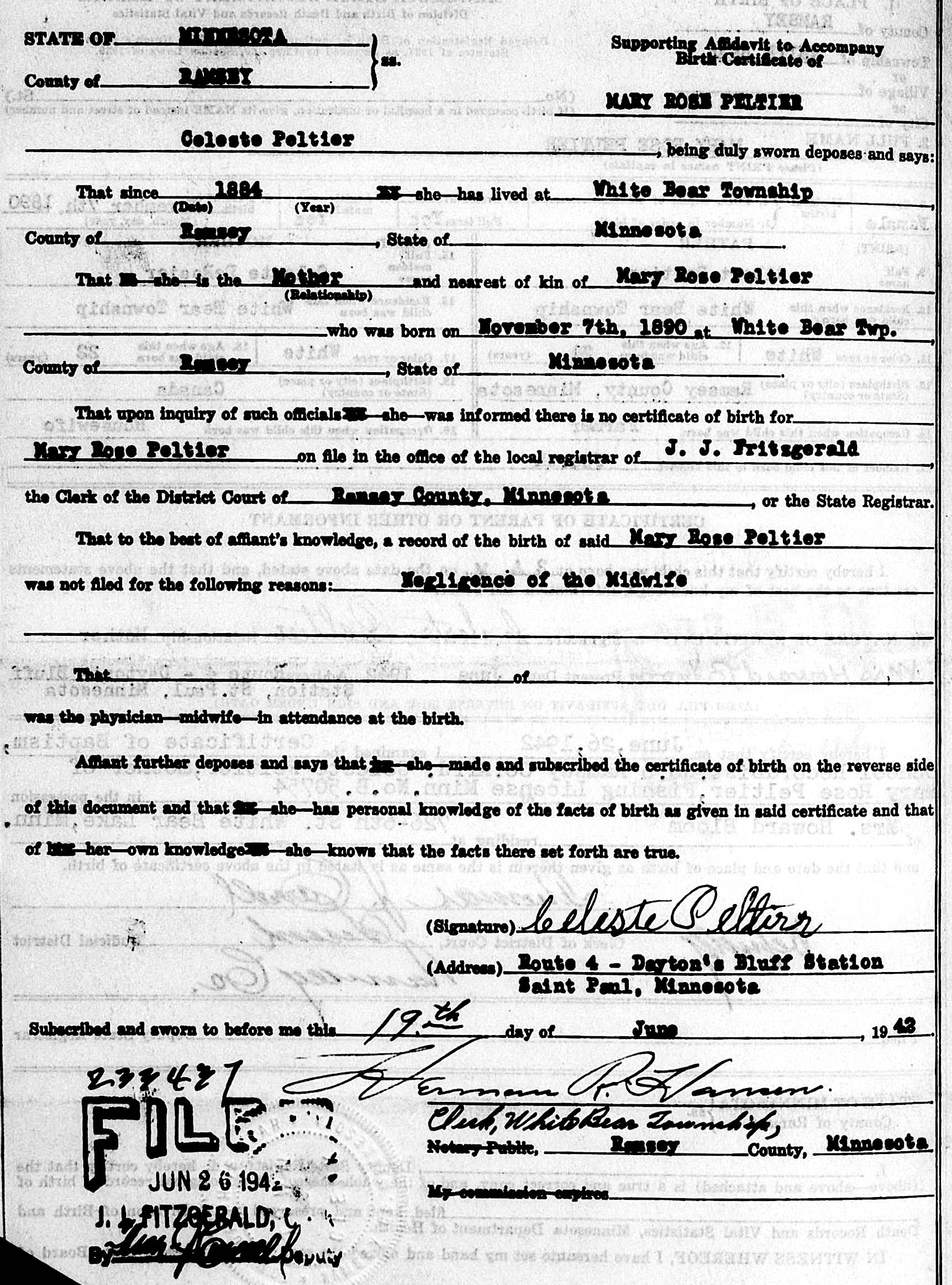 Vina (Mary Rose) Peltier (1890-1967) - White Bear Lake Vadnais ...
